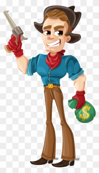 Free Cartoon Western Outlaw Clip Art - Cartoon Style Cowboy - Png ...