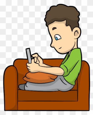 File Relaxed Cartoon Guy Using His Phone At Home Svg Clipart (#2382241 ...