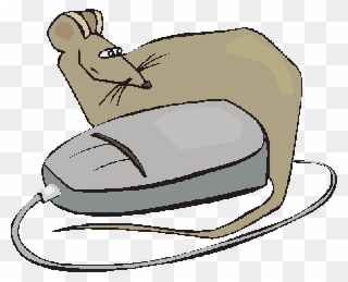Coloured Cartoon Of Beige Rat Sitting Next To Computer Clipart - Full ...