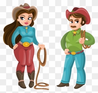 Cartoon Cowboy And Girl Clipart - Full Size Clipart (#4182751) - PinClipart