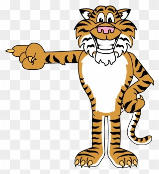 Tiger Mascot Pointing To The Left - Tiger Pointing Clipart - Png ...
